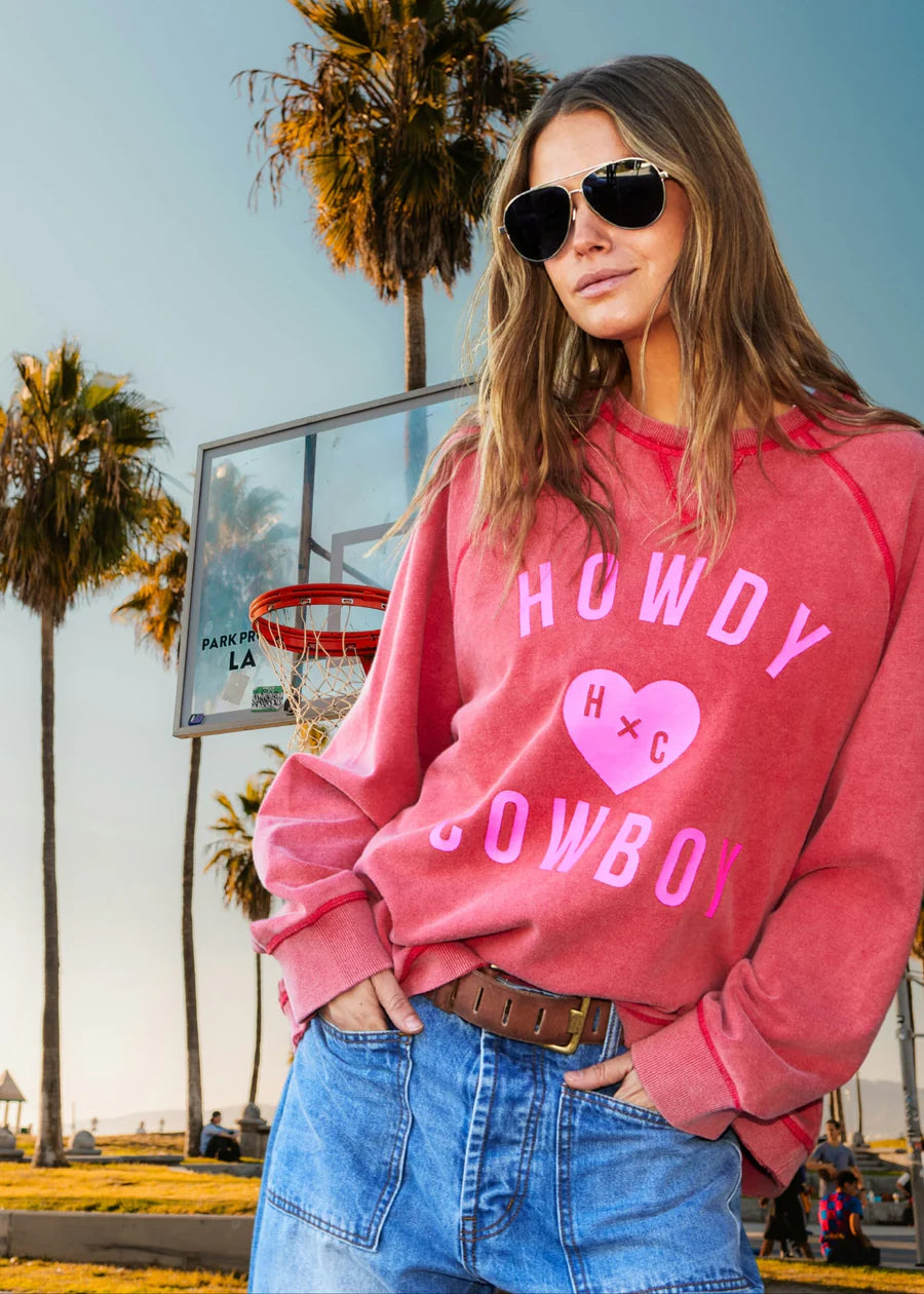 Howdy Cowboy Vintage Sweat- Washed Red – Jack and Sarah