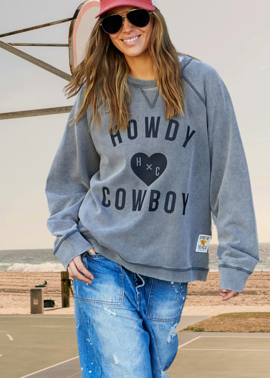 Howdy Cowboy Vintage Sweat- Washed Black – Jack and Sarah